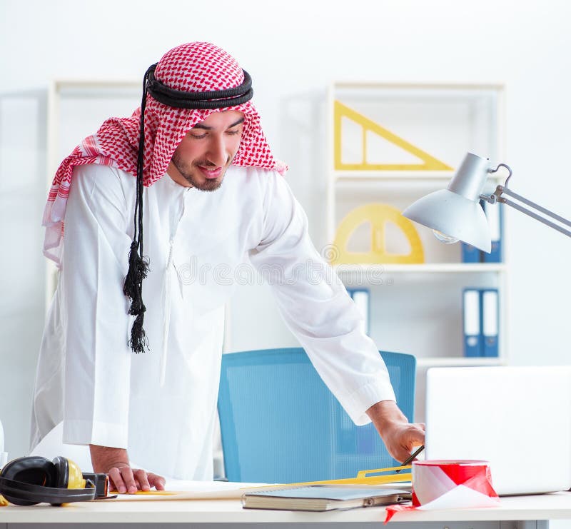 Arab Engineer Working on New Project Stock Image - Image of engineer ...