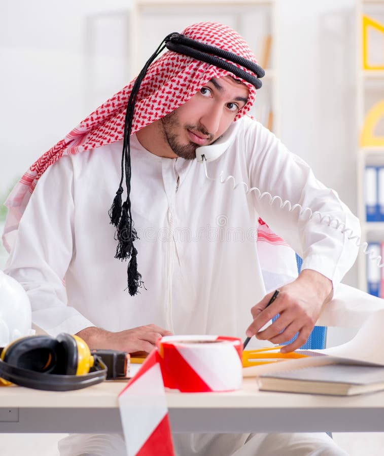 Arab Engineer Working on New Project Stock Photo - Image of ...