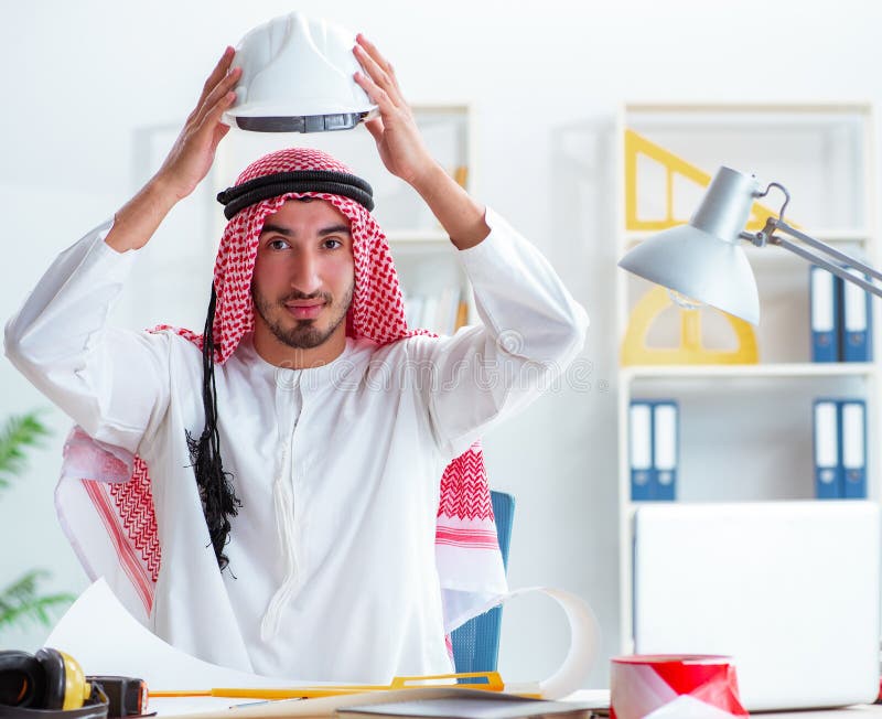 Arab Engineer Working on New Project Stock Image - Image of emirates ...