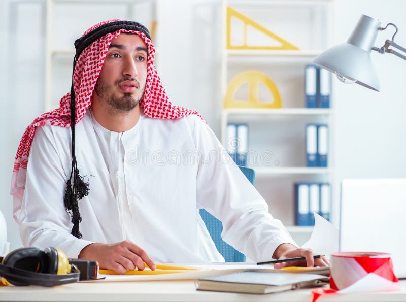 Arab Engineer Working on New Project Stock Photo - Image of arabian ...