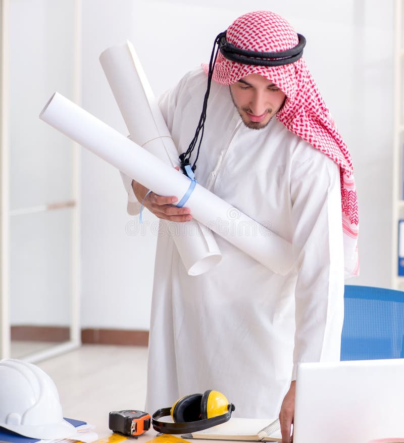 Arab Engineer Working on New Project Stock Image - Image of design ...