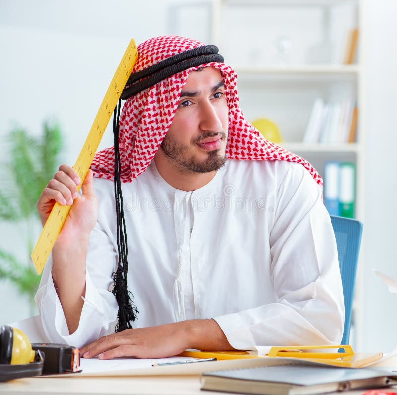 Arab Engineer Working on New Project Stock Image - Image of emirates ...