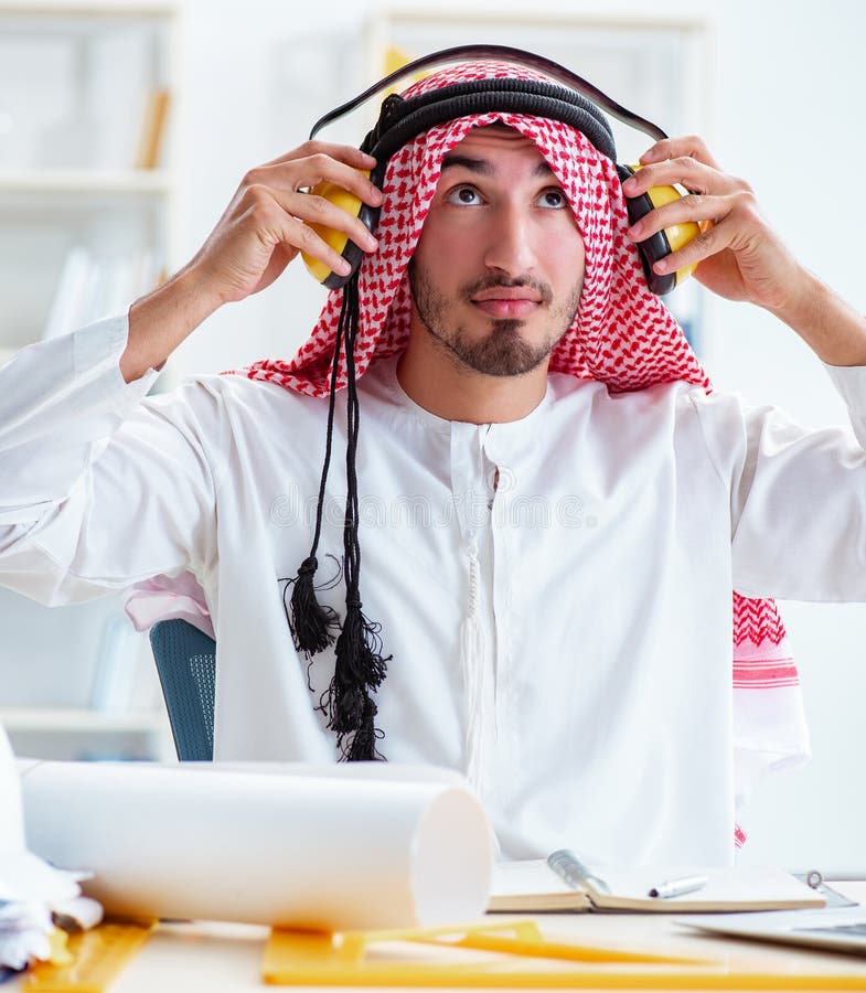 Arab Engineer Working on New Project Stock Image - Image of islamic ...