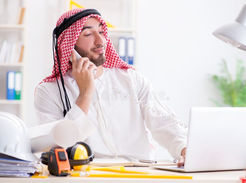Arab Engineer Working on New Project Stock Photo - Image of employee ...