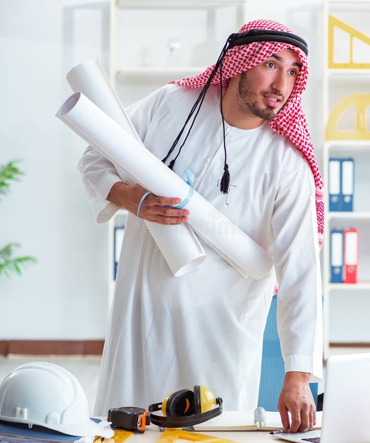 Arab Engineer Working on New Project Stock Photo - Image of arabic ...