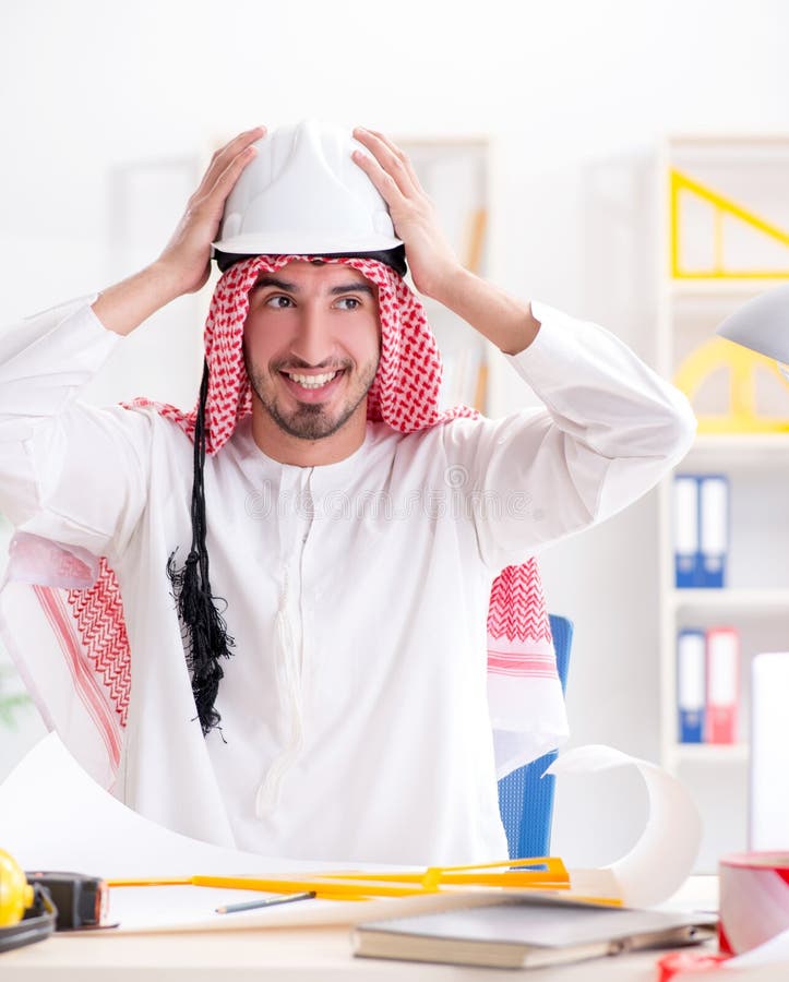 Arab Engineer Working on New Project Stock Image - Image of building ...