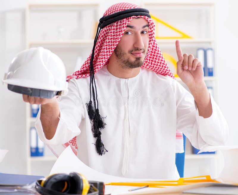 Arab Engineer Working on New Project Stock Photo - Image of ...