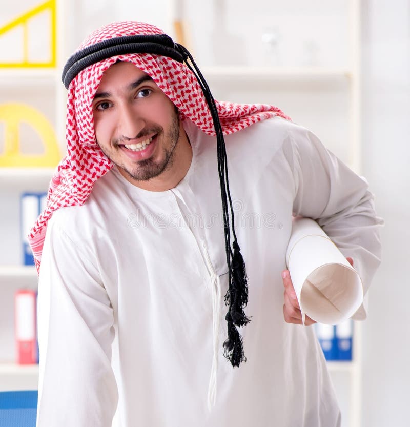 Arab Engineer Working on New Project Stock Image - Image of islamic ...