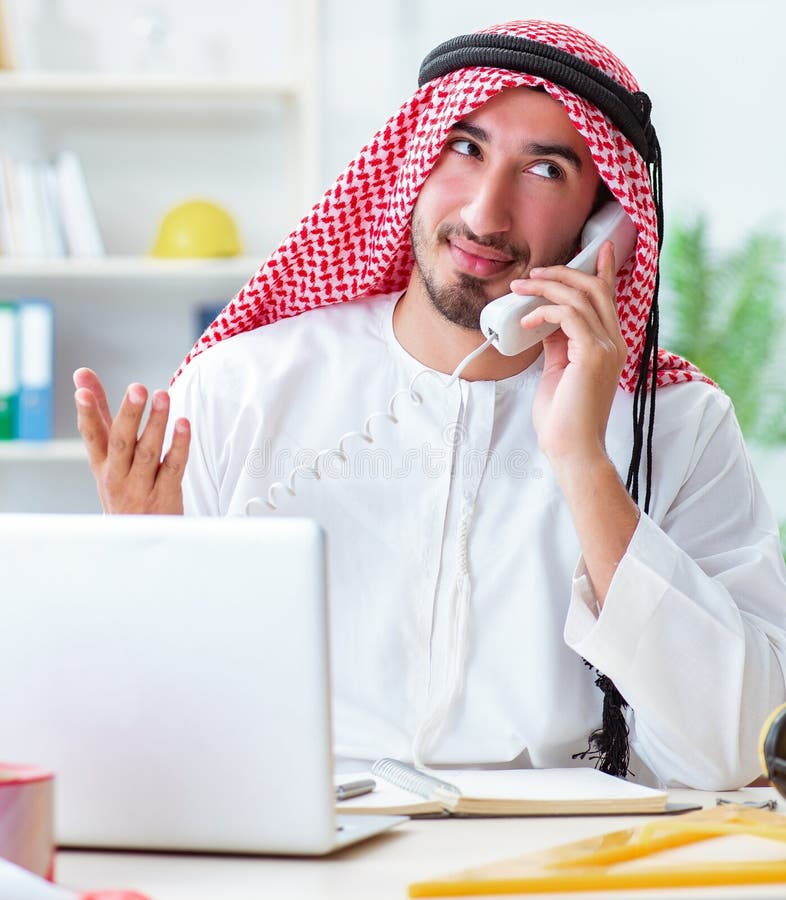 Arab Engineer Working on New Project Stock Image - Image of employee ...