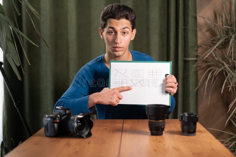 Arab Guy-photographer Records a Video Tutorial for Photographers Talks ...