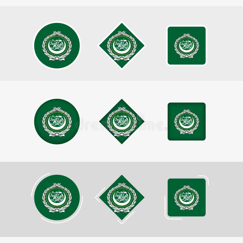 Arab League Flag Icons Set, Vector Flag of Arab League Stock Vector ...