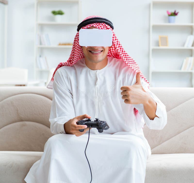 Arab Man Addicted To Video Games Stock Image - Image of gadget ...