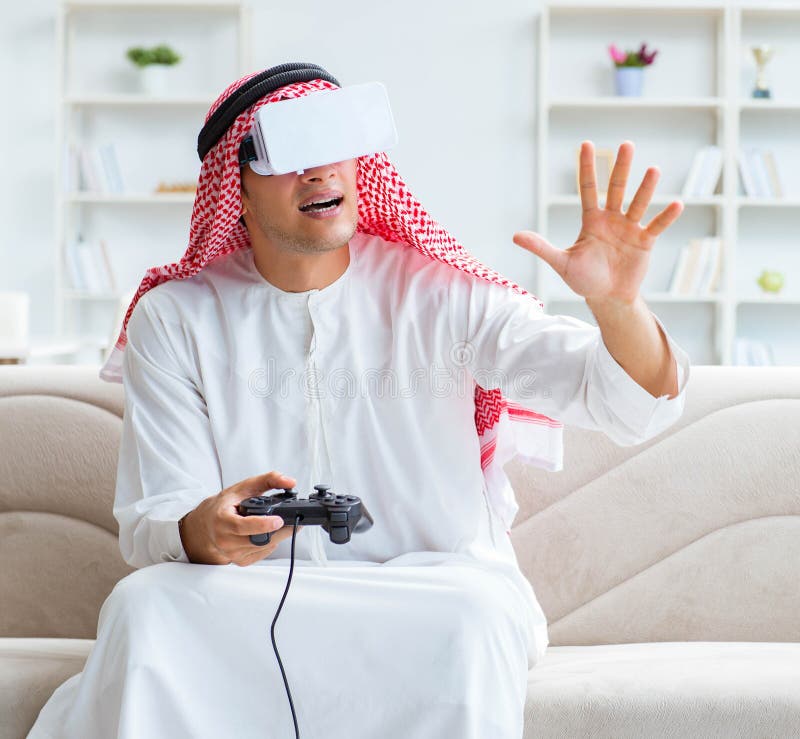 Arab Man Addicted To Video Games Stock Image - Image of arab ...