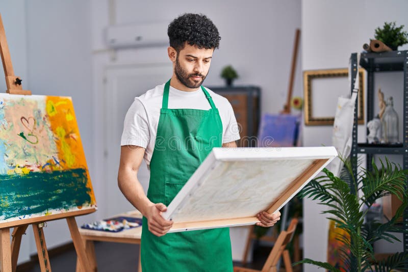Arab Man at Art Studio Relaxed with Serious Expression on Face Stock ...