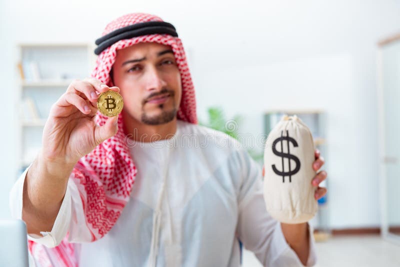 The Arab Man with Bitcoin in Cryptocurrency Mining Concept Stock Image ... The Arab Man with Bitcoin in Cryptocurrency Mining Concept Stock Image ...