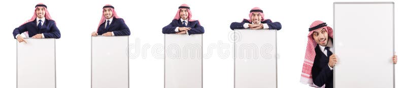The Arab Man with Blank Board for Message Stock Image - Image of ...