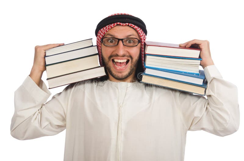 Arab Man with Books Isolated on White Stock Image - Image of praying ...