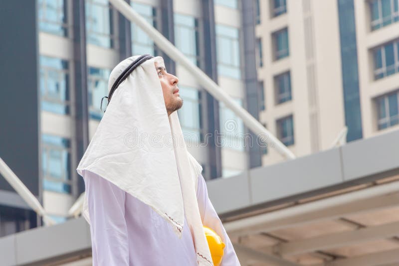 Arab Man Construction Civil Engineer at Building Construction Site ...