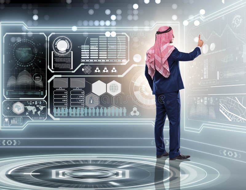 Arab Man in Data Management Concept Stock Image - Image of datamining ...