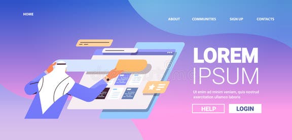 Arab Man Developer Creating Website Ui Interface Web Application Development Program Software