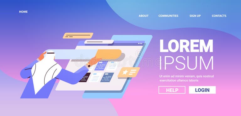 Arab Man Developer Creating Website Ui Interface Web Application Development Program Software