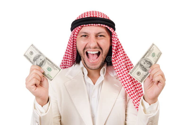 Arab Man with Dollars in Business Concept Stock Photo - Image of hand ...