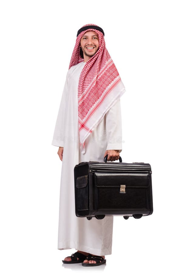Arab man with luggage stock photo. Image of headscarf - 38707142