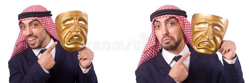 The Arab Man with Mask Isolated on White Stock Image - Image of ...