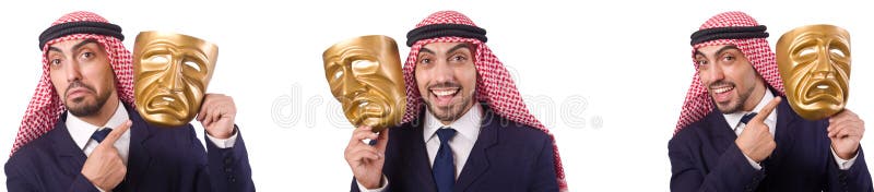 The Arab Man with Mask Isolated on White Stock Image - Image of masks ...