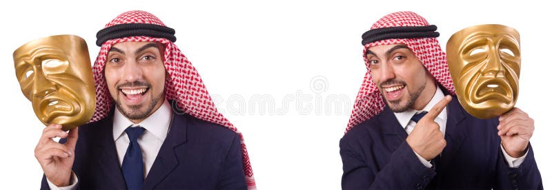 The Arab Man with Mask Isolated on White Stock Image - Image of face ...