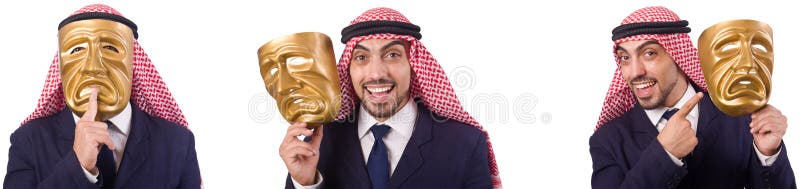 The Arab Man with Mask Isolated on White Stock Image - Image of masks ...