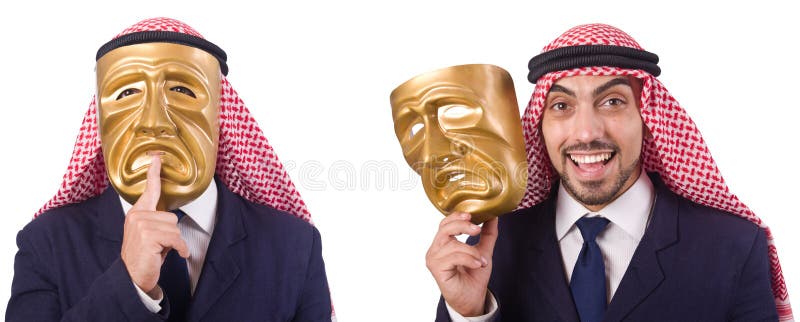 The Arab Man with Mask Isolated on White Stock Photo - Image of mask ...