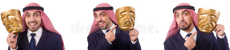The Arab Man with Mask Isolated on White Stock Image - Image of masks ...