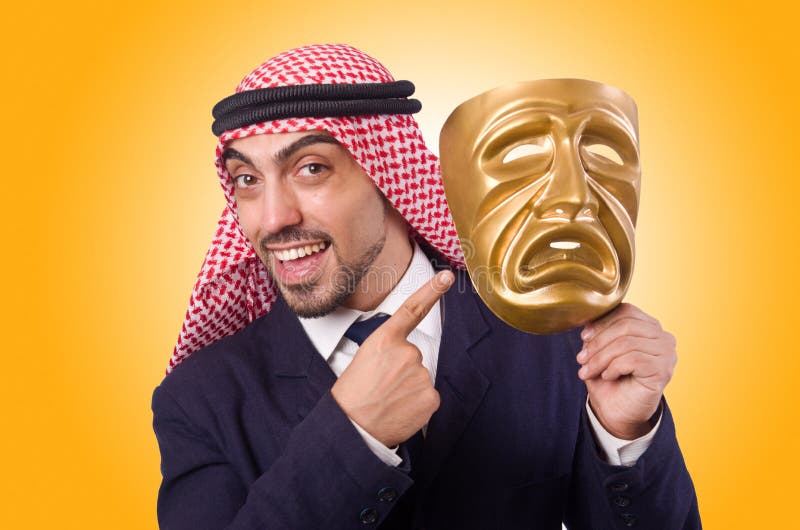 The Arab Man with Mask Isolated on White Stock Image - Image of masks ...