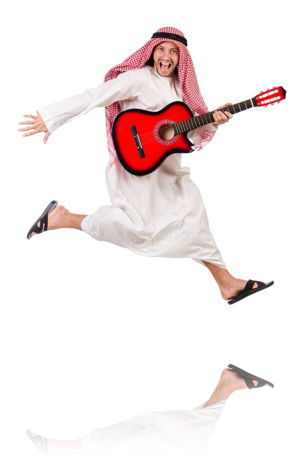 Arab man playing guitar stock image. Image of headdress - 35814969