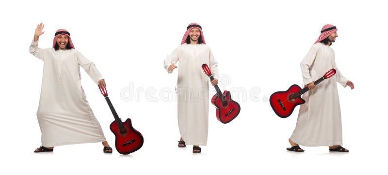 The Arab Man Playing Isolated on White Stock Photo - Image of collage ...