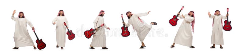 Arab Man Playing Isolated on White Stock Photo - Image of isolated ...