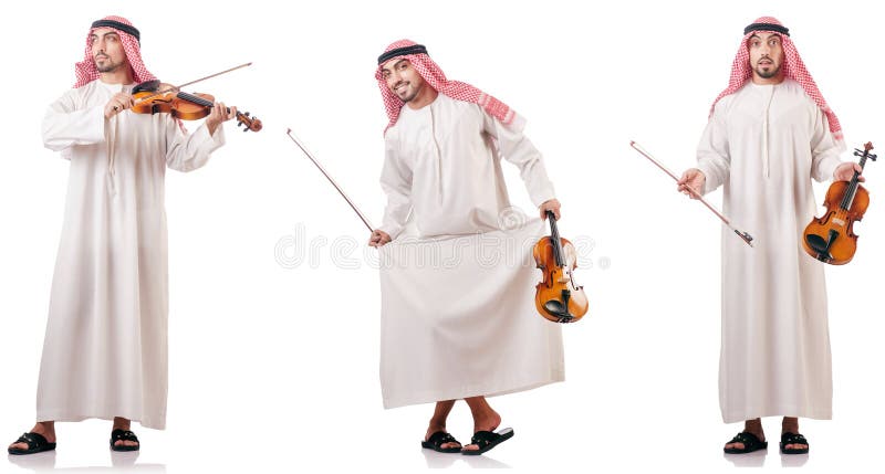 The Arab Man Playing Violin Isolated on White Stock Image - Image of ...