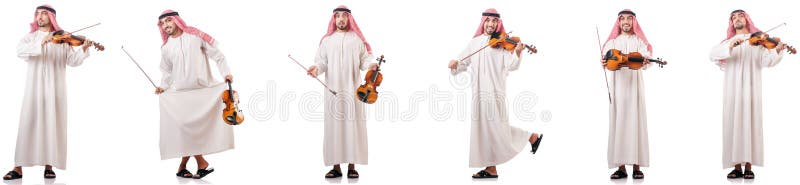 The Arab Man Playing Violin Isolated on White Stock Image - Image of ...