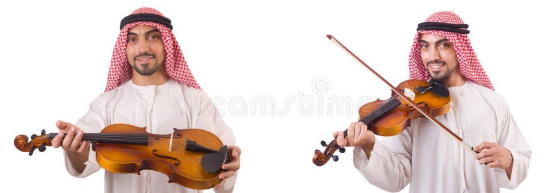The Arab Man Playing Violin Isolated on White Stock Photo - Image of ...