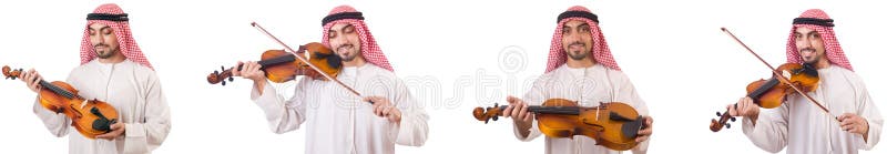 The Arab Man Playing Violin Isolated on White Stock Photo - Image of ...