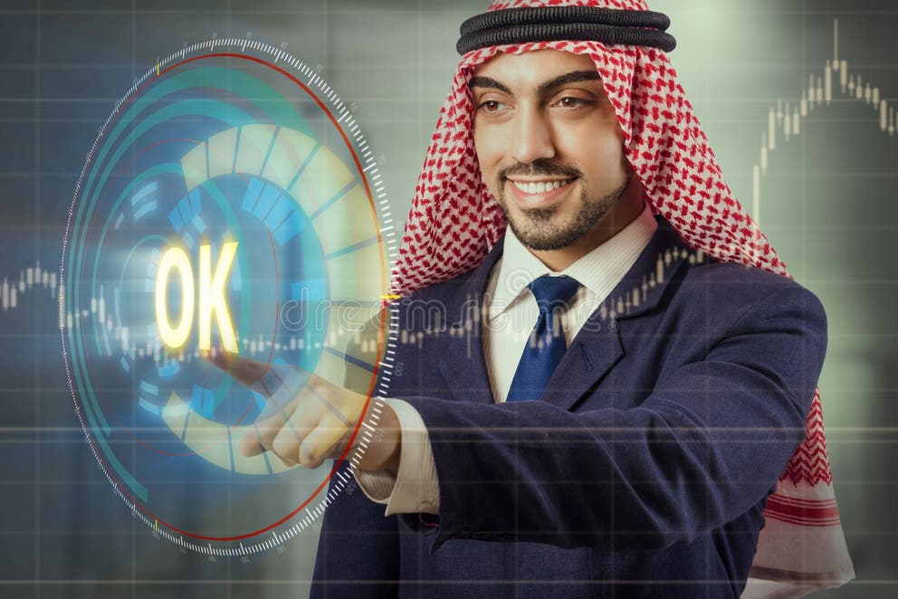 The Arab Man Pressing Ok Button Stock Image - Image of pressing ...