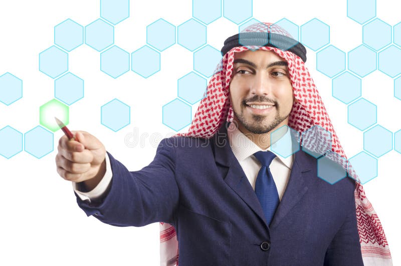 Arab man stock image. Image of hand, computer, finger - 32221565