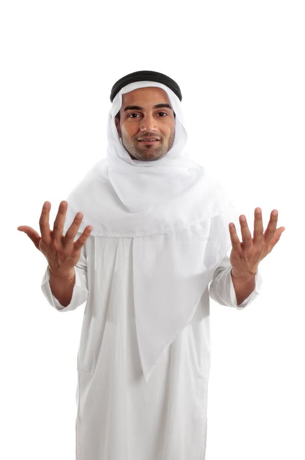 Arab Saudi Emirates Man Thinking and Looking at Side Stock Photo ...