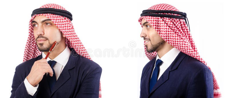 The Arab Man in Suit Isolated on White Stock Image - Image of cheerful ...