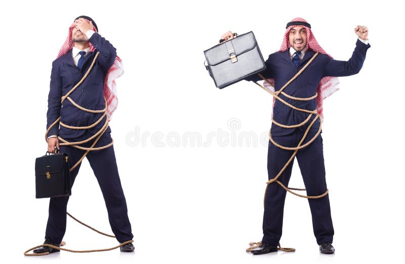 The Arab Man Tied Up with Rope Stock Photo - Image of montage, employee ...
