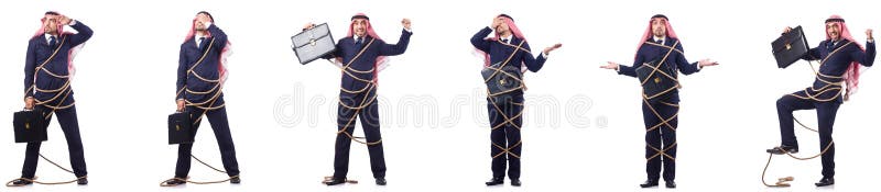 The Arab Man Tied Up with Rope Stock Photo - Image of prisoner ...