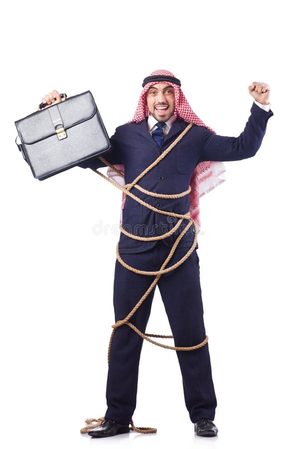 Arab man tied up with rope stock photo. Image of crime - 31039682