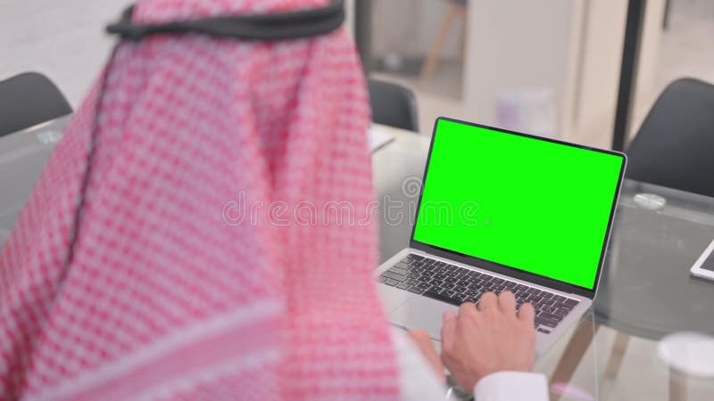 Muslim Man Using Laptop with Green Screen Stock Video - Video of arab ...