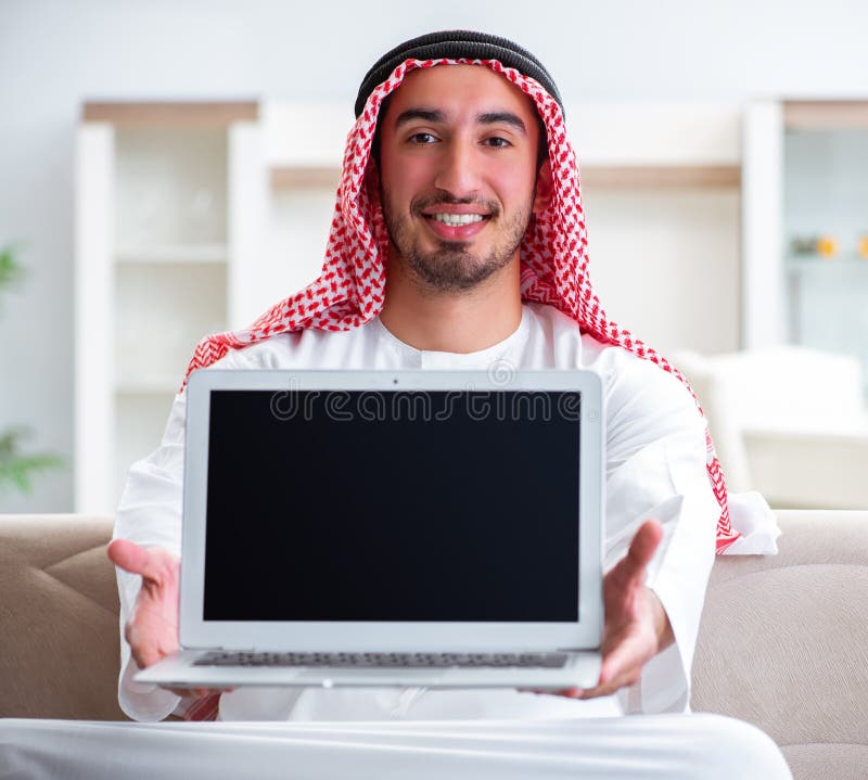 Arab Man Working at Home on His Work Stock Photo - Image of ...